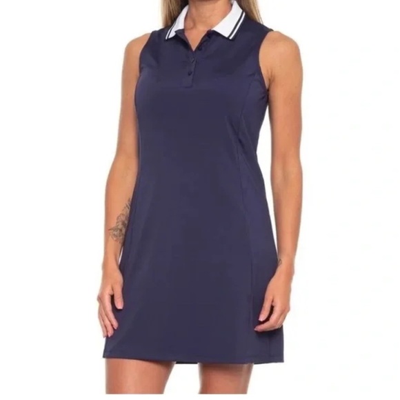 Tommy Bahama | Dresses | Tommy Bahama Golf Navy Blue Sleeveless Athletic Dress With White Collar ...